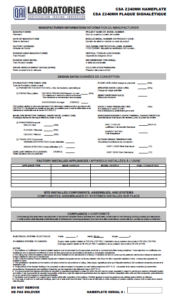 Z240MH Manufactured Homes - QAI