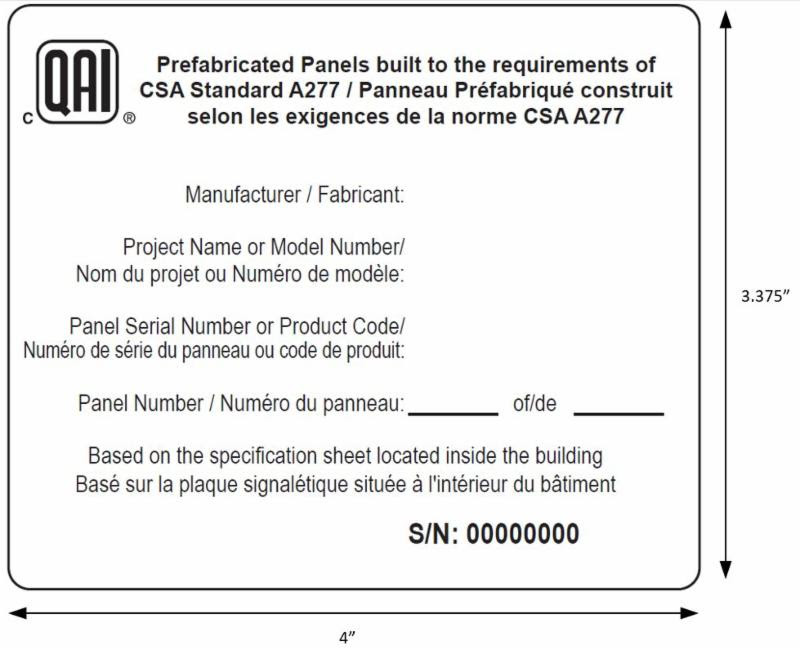 QAI Prefabricated Panels Listing - QAI
